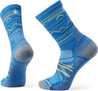 Smartwool Unisex Hike Light Cushion Mountain Range Crew Socks Hike Light Cushion Mountain Range Crew Socken, Laguna Blue