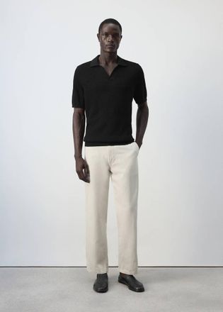 Mango Polo 100 % coton maille fine noir - Homme - XXL - MANGO MAN