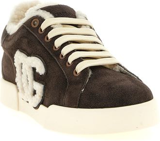 Dolce & Gabbana Shearling-Lined Calfskin Sneaker - Brown