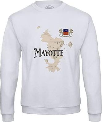Fabulous Sweat Shirt Homme Mayotte 976 Département Outre Mer Carte Ancienne Rare Blanc S