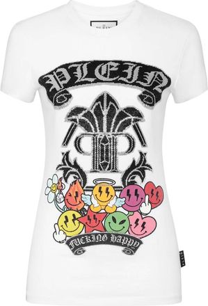Philipp Plein Femme, Tops, Blanc, Taille: 36 FR T-Shirt Coupe Slim