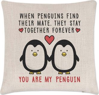 Gift Base Kissenbezug You Are My Penguin - Braun, 40 x 40 cm, Tiermuster, Dekoration für Möbel & Schlafzimmer, 1 Stück