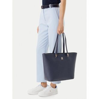 Tommy Hilfiger Handtasche Tommy Hilfiger Emblem Shopper AW0AW15178 Dunkelblau