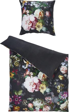 Essenza Wendebettw&auml;sche Fleur, Schwarz, Textil, Blume, 135x200 cm, Oeko-Tex Standard 100, Schlaftextilien, Bettw&auml;sche, Bettw&auml;sche, Satin-Bettw&auml;sche