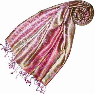 Lorenzo Cana Lorenzo 78655 Cana Écharpe de luxe Pashmina pour femme - Écharpe tissée jacquard 100% soie Motif cachemire Tons pastel
