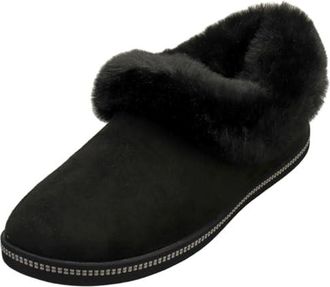 Skechers Femme Cozy Campfire Winter Nights Chausson, Black Microfiber/Faux Fur, 38.5 EU