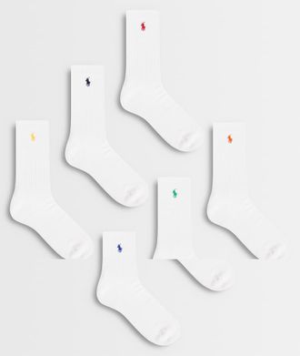 Polo Ralph Lauren chaussettes ras de cou icon logo lot de 6 blanches