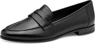 Marco Tozzi Damen Loafer ohne Absatz aus Leder Flach, Schwarz (Black), 36 EU
