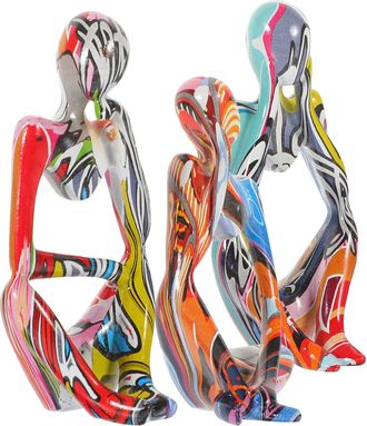 Artibetter 3 St&uuml;ck Moderner Denker Figurine aus Farbigem Resin Abstrakte Skulptur Dekoration f&uuml;r Wohnzimmer B&uuml;ro Schmal Regal Minimalistisches Kunsthandwerk