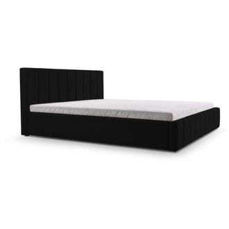 E-MEUBLES Polsterbett Bett mit Kopfst&uuml;tze, Rahmenbettgestell, Bettkasten und Lattenrost Doppelbett Gepolsterter Kopfteil Samststoff Stauraumbett bett 01