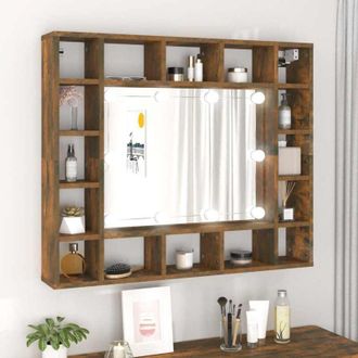 vidaXL Spiegelschrank mit led R&auml;uchereiche 91x15x76,5 cm Vidaxl