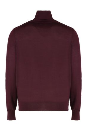 Saint Laurent Mens Burgundy Wool Turtleneck Sweater