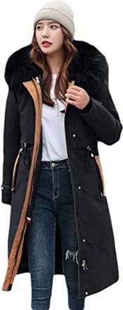 ORANDESIGNE Manteaux Duvet Femme Doudoune &Eacute;l&eacute;gant Longue Manteau Hiver Manteau Zipp&eacute; &eacute;pais Chaud Parka Blouson avec Capuche Fourrure Grande Taille Duvet en Coton 