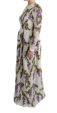 Dolce & Gabbana Womens White Floral Embroidered Maxi Dress Cotton