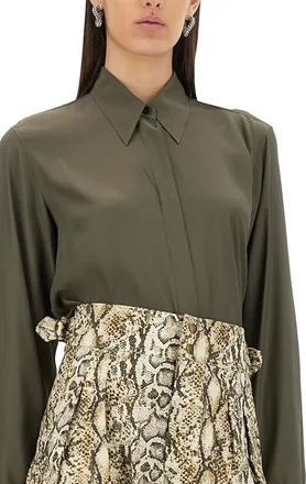 Dries Van Noten Silk-Blend Satin Shirt - Green