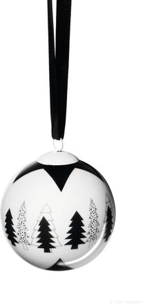 ASA Xmas Weihnachtskugel M - Tannenbäume - weiß/schwarz - Porzellan - Ø 6,3 cm