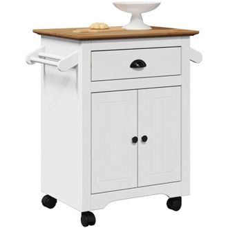 vidaXL K&uuml;chenwagen bodo Wei&szlig; und Braun 72x45x80 cm - Vidaxl