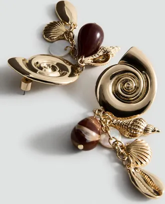 Mango Boucles doreilles pendantes coquillage or - Femme - Taille unique - MANGO