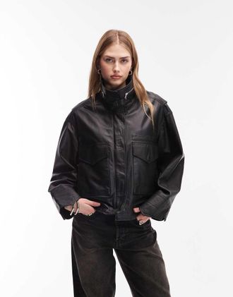 AllSaints Clay - Lederjacke in Schwarz
