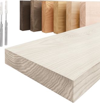 Lamofootwear Manufaktur Wandregal Holz Gerade | Regal Farbe: Weiß | Invisible: Schweberegal | 140 cm