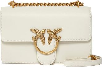 Pinko Love One Mini DC Kalbsleder, Damen-Tasche, Z14Q_Seidenweiß-Antique Gold, U, Z14q_Weiß Seide antique Gold, Einheitsgröße