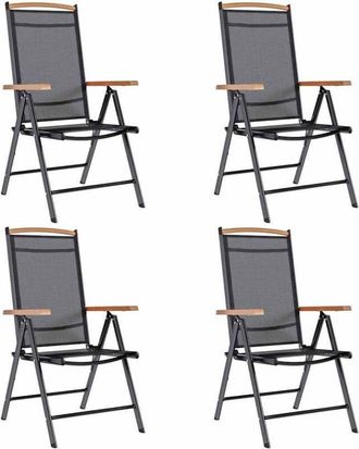vidaXL Vidaxl - Chaises de jardin pliables 4 pcs aluminium et textil&egrave;ne noir