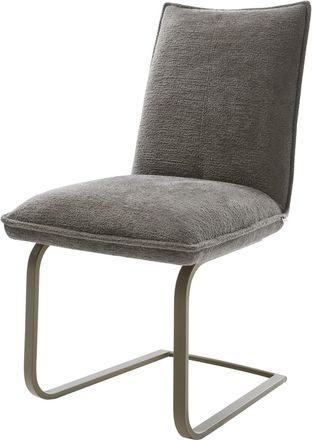 DELIFE Schwingstuhl Lelio-Flex Freischwinger flach Effektfinish Titan Boucl&eacute; Soft Schlamm Taschenfederkern