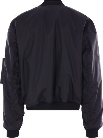 Balenciaga Embroidered-Logo Nylon Bomber Jacket - Black