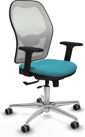 Piqueras y Crespo Jorquera Schreibtischstuhl mit 2D-Armlehnen, h&ouml;henverstellbare Lendenwirbelst&uuml;tze, ausgestattet mit Syncro/Traslack und Schaumstoff, Wei&szlig;/T&uuml;rkis