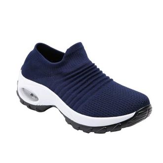 BESTONZON VILLCASE Chaussures de Sport Femme Grosse Taille Semelle Amortissante Style Tricotée Antidérapantes Couleur Bleu Foncé Taille 39 Chaussures Décontract