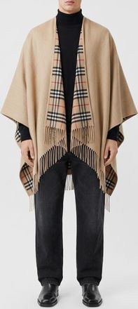 Burberry Wende-Cape aus Wolle mit Vintage-Check-Muster und Fransen von