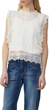 QS by s.Oliver Damen 2162734 Blusentop mit Spitze, Ecru, 36