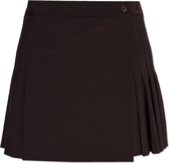 Lacoste Femme, Jupes, Brun, Taille: 40 FR Mini-jupe portefeuille pliss&eacute;e