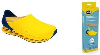 Scholl Evoflex Jaune + Semelles Antistatiques avec Memory Cushion pour Evoflex - Jaune/Marron