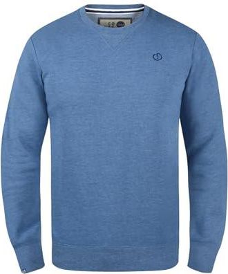 Solid SDBenn Homme Sweatshirt Pull en Sweat &agrave; col Rond Poignets c&ocirc;tel&eacute;s D&eacute;tails du Label M&eacute;lange de Coton Regular Fit, Taille:XL, Couleur:Faded Blue Melange