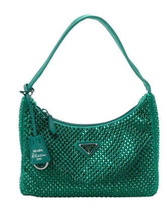Prada Mango Green Re-Edition 2000 Crystal Bag