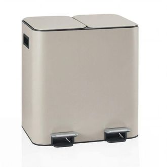 hjh OFFICE Abfallsammler / M&uuml;lltrennsystem Clean 10 - 30L (2x15L) Stahl beige hjh OFFICE