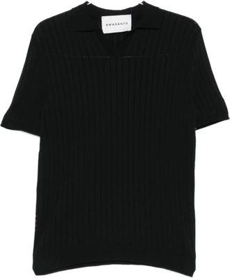 Amaranto Amar&aacute;nto, Homme, Tops, Noir, Taille: M T-shirt &agrave; Manches Courtes en Maille C&ocirc;tel&eacute;e