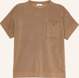 Brunello Cucinelli Brunello Cucinelli Strickshirt Aus Leinen Mit Schmucksteinen braun