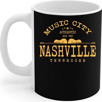 Generic Nashville Music City - Nashville Tennessee Country Music City Gitarren Vintage Gitarrist Becher Personalisiert Kaffeebecher Neuheit Tasse Lustig Gesch