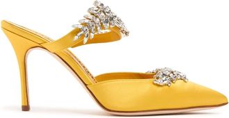 Manolo Blahnik Femme, Chaussures, Jaune, Taille: 38 EU Mules &Eacute;l&eacute;gantes &agrave; Talons Hauts