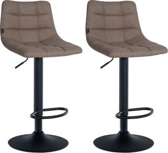 Clp 2er Set Barhocker Jerry Stoff I Höhenverstellbarer Barstuhl I 360° Drehstuhl Mit Rückenlehne I Hocker Mit Fußablage, Farbe:Taupe, Gestell Farbe:schwar