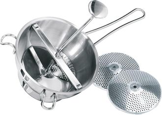 GEFU Passierger&auml;t FLOTTE LOTTE - Multifunktional mit 2 Lochscheiben (2 mm & 3 mm), Edelstahl, 2 Liter Volumen, sp&uuml;lmaschinengeeignet, ideal zum Passieren u