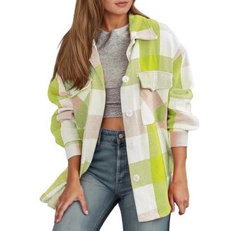 Generic Veste Femme Chic Et Elegant Veste Chemise D&eacute;contract&eacute;e en Flanelle Doubl&eacute;e Polaire pour Femmes - V&ecirc;tement Ext&eacute;rieur L&eacute;ger et Confortable Saison Automn