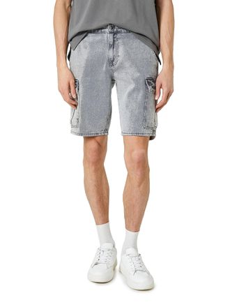 Koton Men Denim Shorts Cargo Pocket Detailed Buttoned