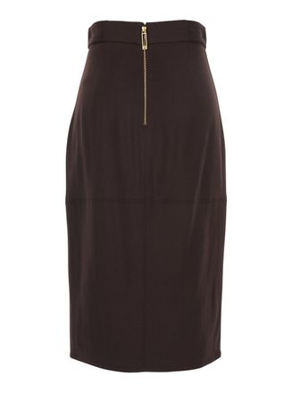 Elisabetta Franchi Womens Dress With Bow Belt Brown Viscose Skirt