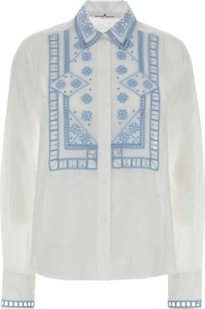 Ermanno Scervino Femme, Blouses et Chemises, Blanc, Taille: 40 FR Camicia Ricamo