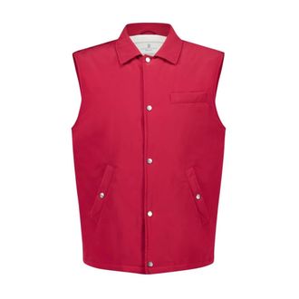 Brunello Cucinelli Wasserabweisende Webweste mit Knopfleiste - - Jackets - Herren - Rot - M