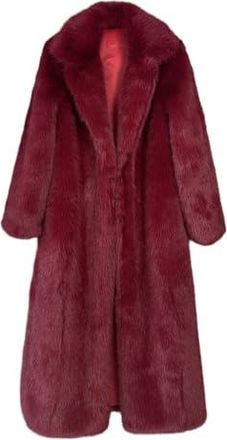 Generic Cardigan Maxi en Fausse Fourrure hirsute pour Femmes, Manteaux Longs Parka mi-v&ecirc;tements Moelleux (Bourgogne,M)