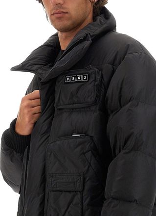 Dsquared2 Logo-Embroidered Polyamide Down Jacket - Black